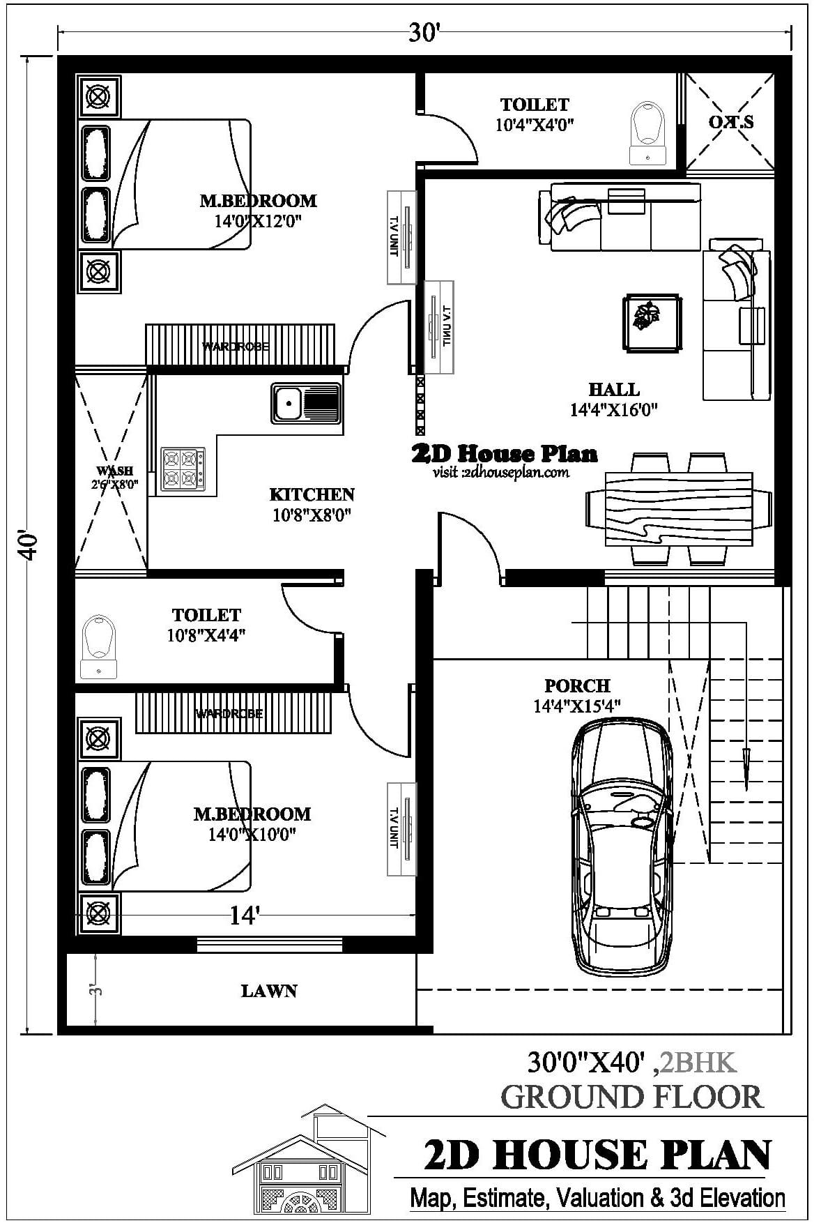 30 By 40 House Plan | Top 4 Free 30x40 House Plan 2bhk 3bhk