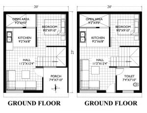 20 X 25 Duplex House Plans South Facing | Best 3bhk House