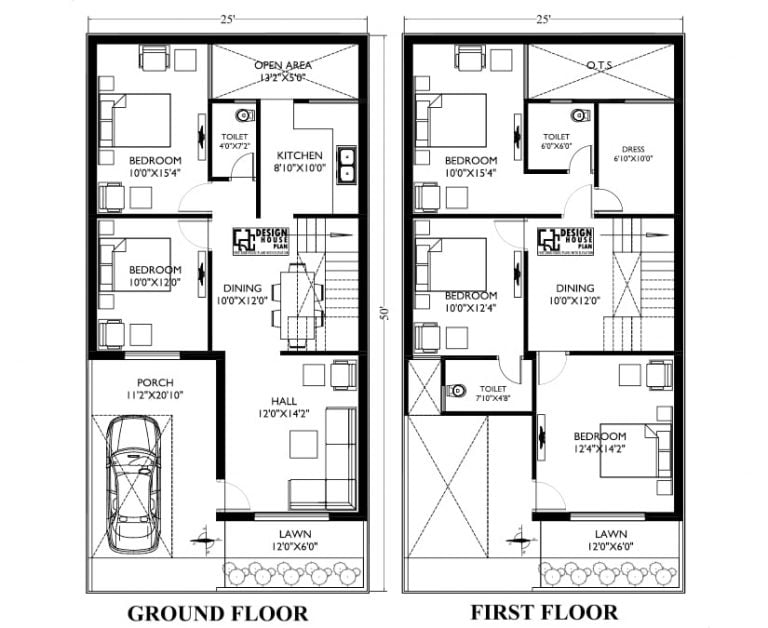25 X 50 Duplex House Plans North Facing | Best 5bhk Plan