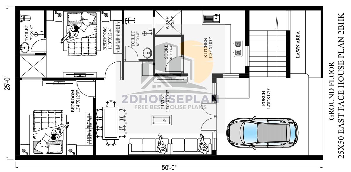 Ground Floor 25x50 House Plan