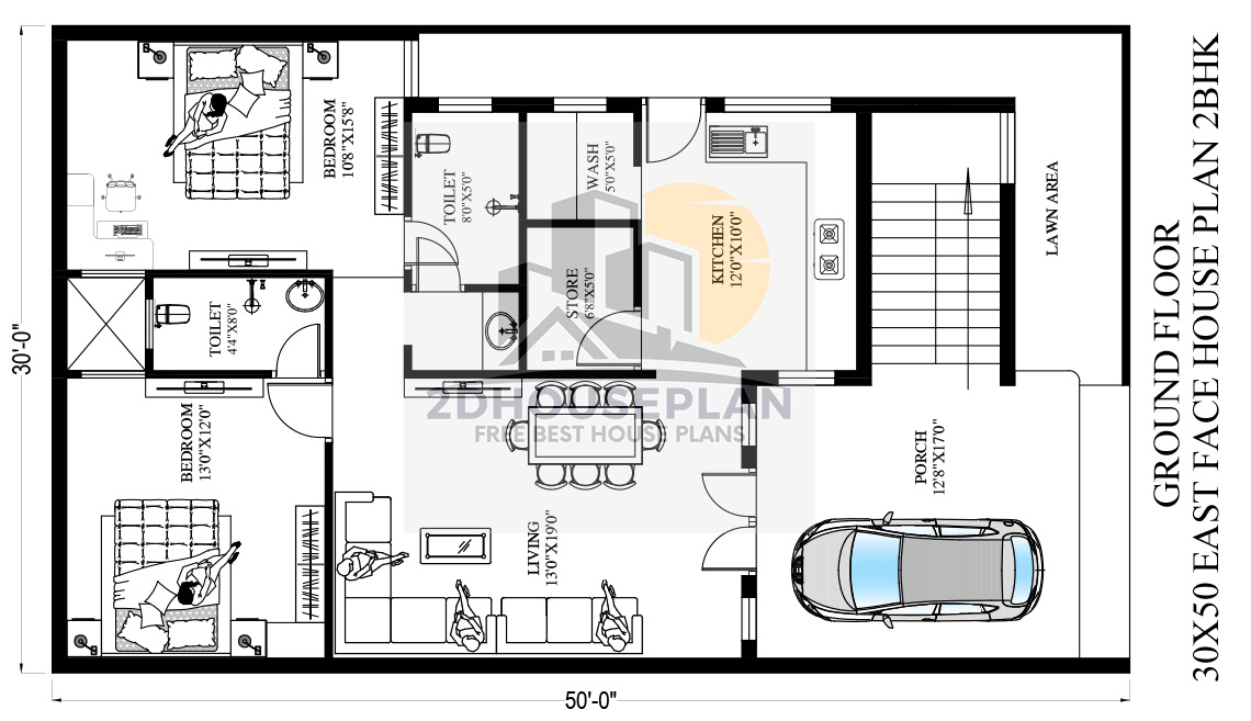 30 Feet By 50 Feet House Plans With Parking | 1500 Sq. Ft