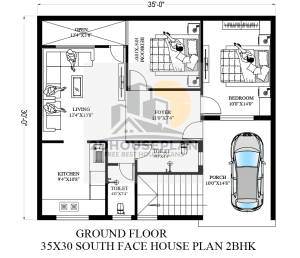 2 Bhk 35x30 House Plans With Car Parking