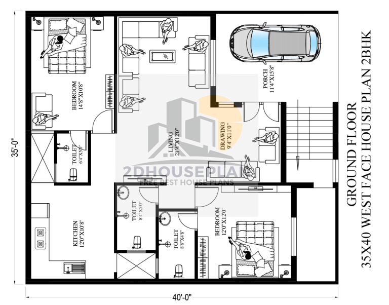 35x40 Modern House Plans With Dimensions