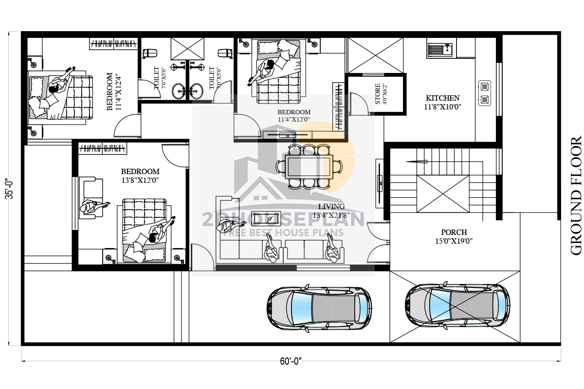 Simple 35x60 Feet House Design
